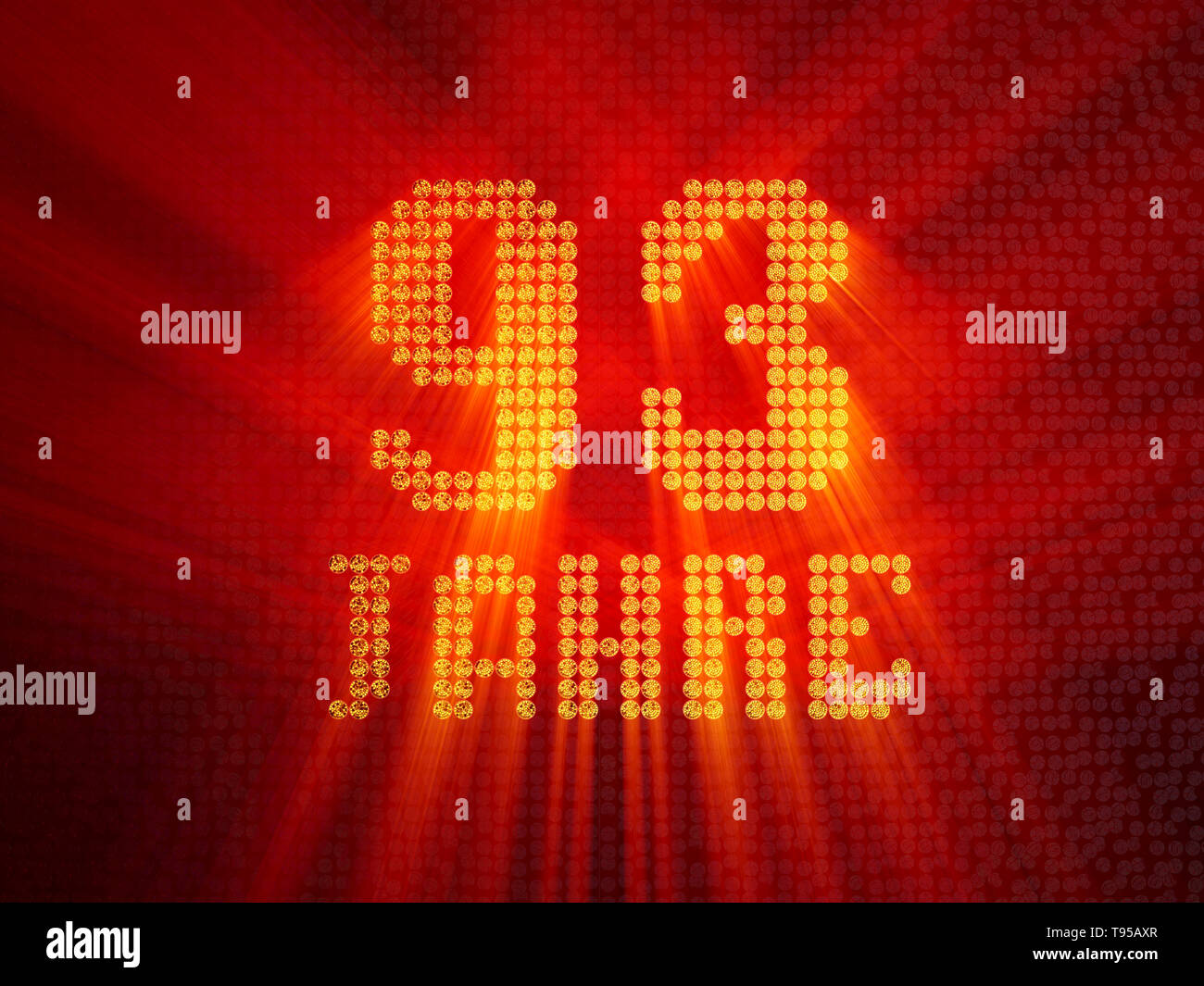 German golden number ninety-three years (number 93 years) dotted font ...