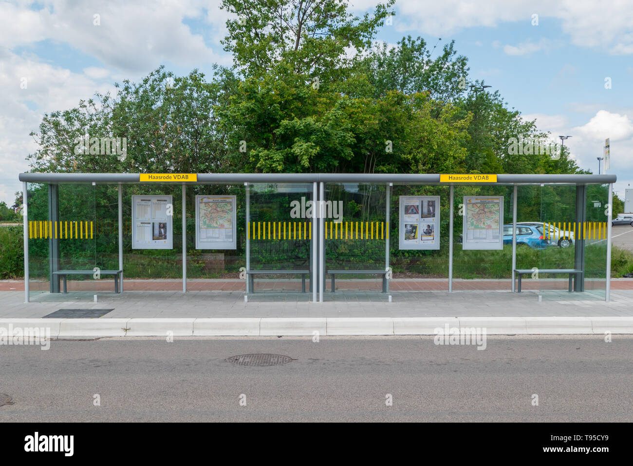 Bus stop of De Lijn in Haasrode research park, Belgium Stock Photo - Alamy