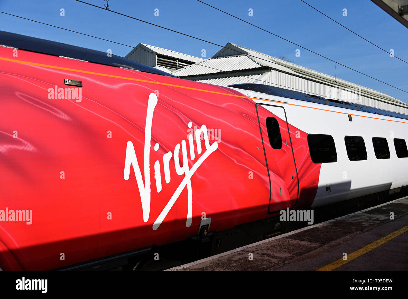 Detail of Virgin Trains Class 390 Pendolino with 'Flowing Silk' livery ...