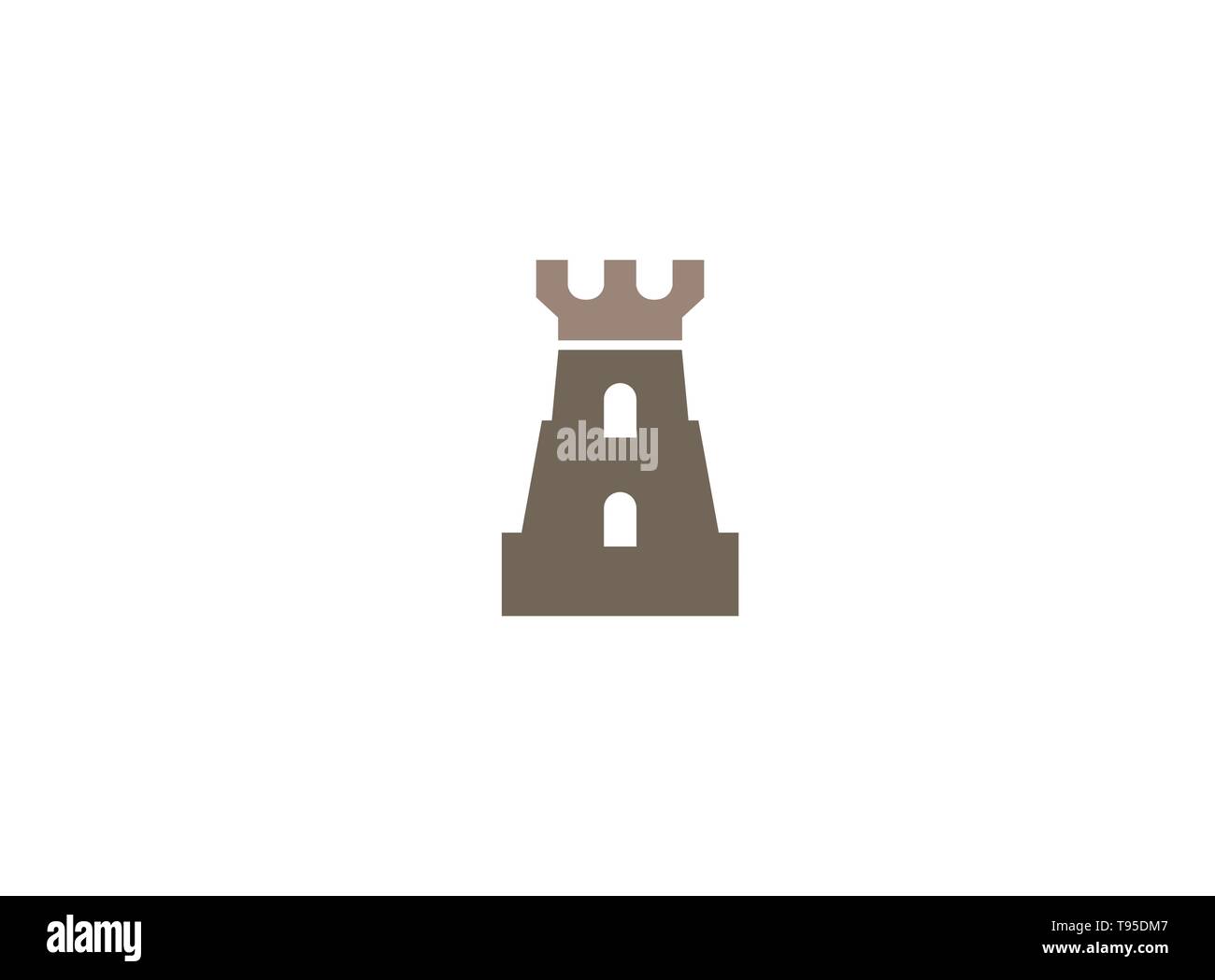 Old castle tower with big door in windows for logo design illustration ...