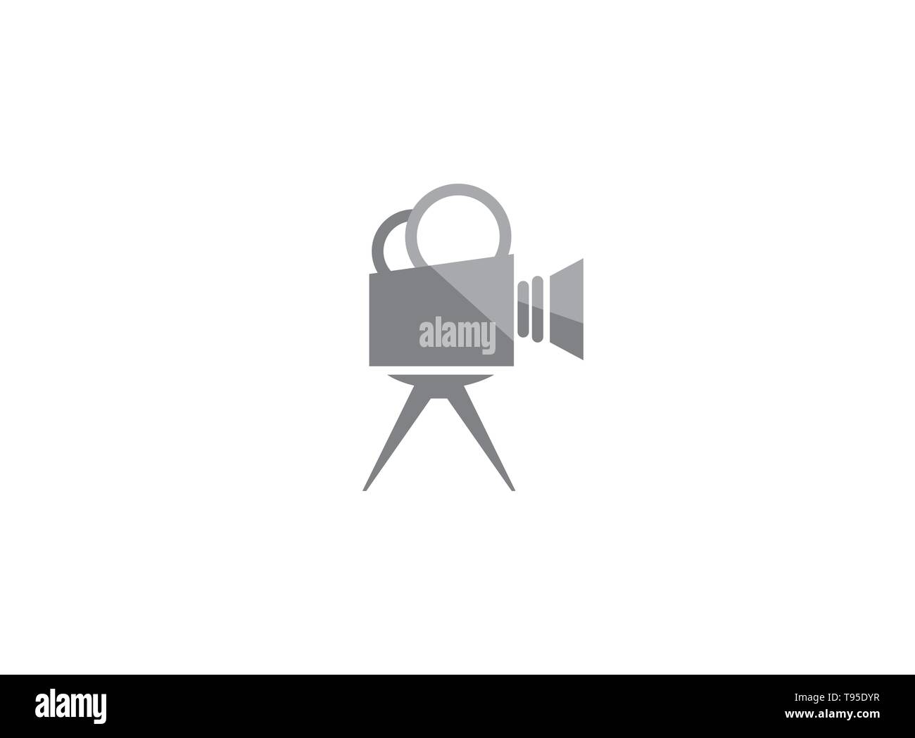 Old black Video Camera with the light on recording for logo design ...