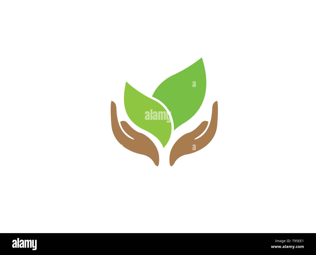 Plants care with hands, leaves care human health and nature logo design ...