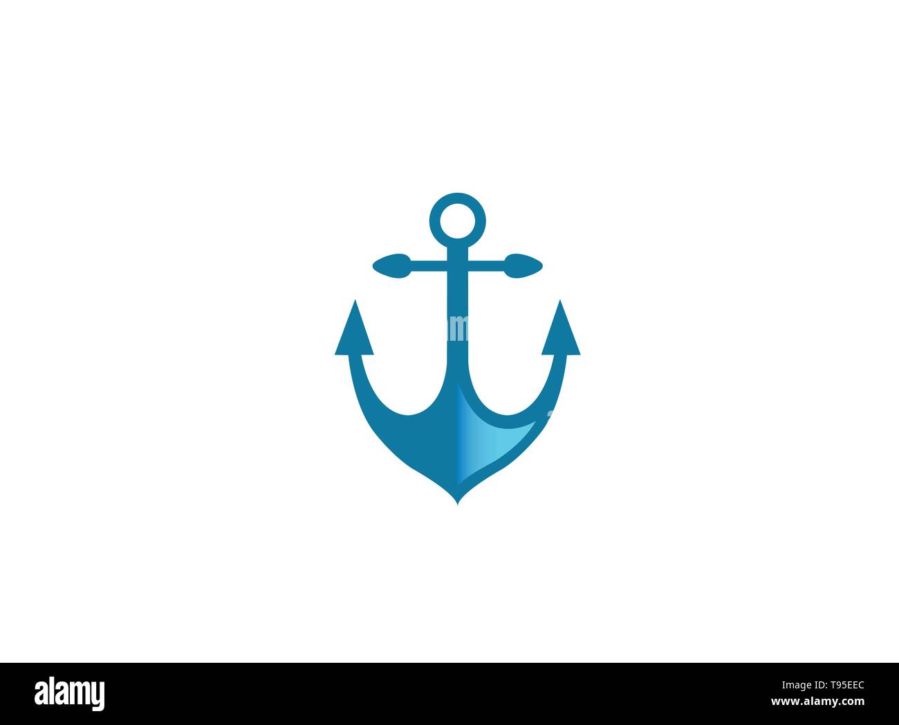blue anchor for boat and yacht for logo design illustration Stock ...