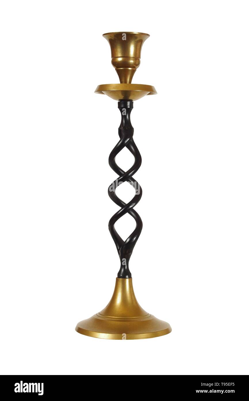 High golden candlestick isolated on white background Stock Photo - Alamy