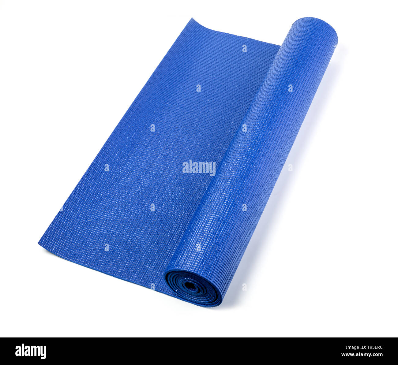 Blue Yoga Mat with White Background Stock Photo - Alamy