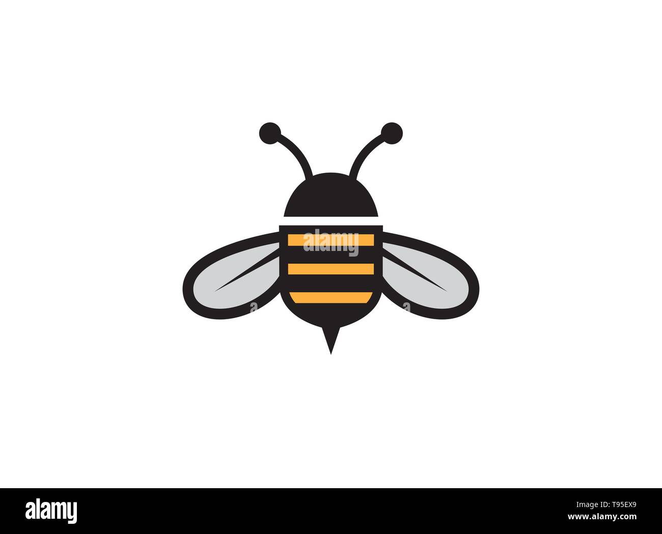 Honey bee open wings and fly with big ears for logo design illustration ...