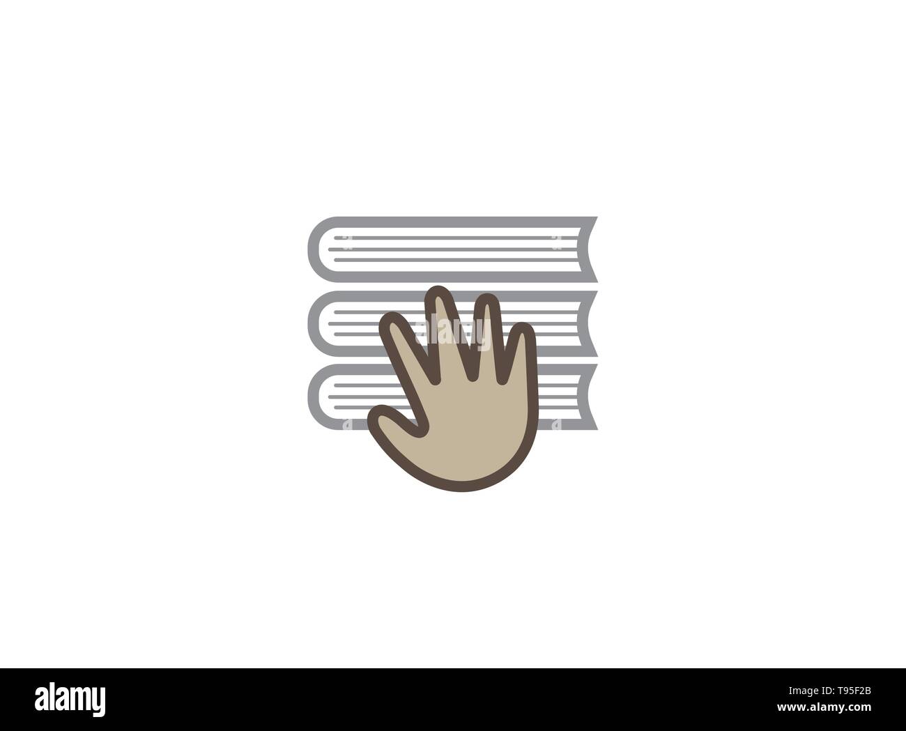 Hand and multi-book for logo design illustration, education icon Stock ...