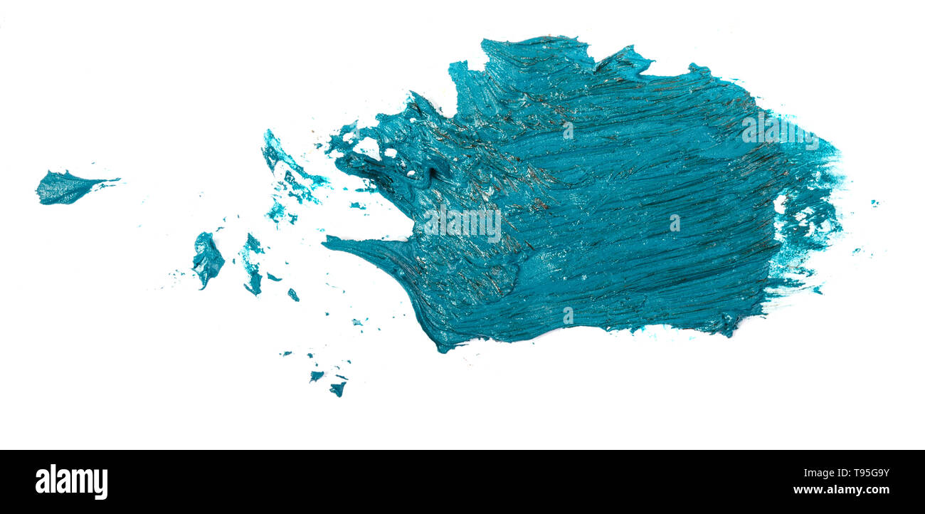 smudge turquoise oil paint on white Stock Photo - Alamy