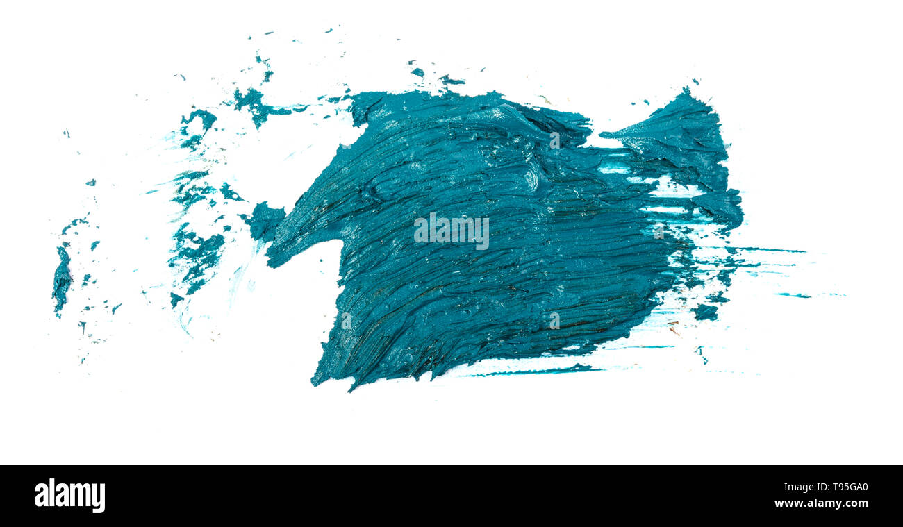 smudge turquoise oil paint on white Stock Photo - Alamy