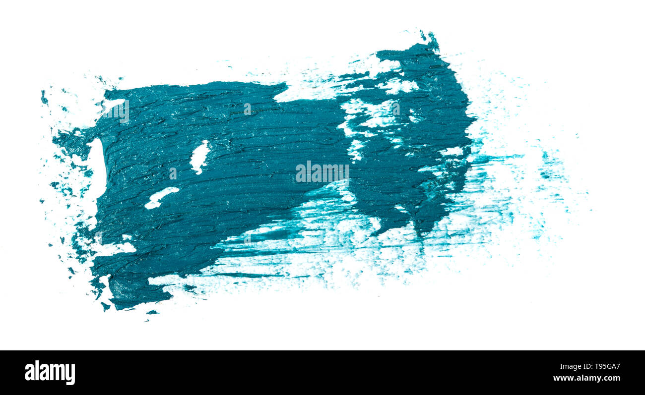 smudge turquoise oil paint on white Stock Photo - Alamy