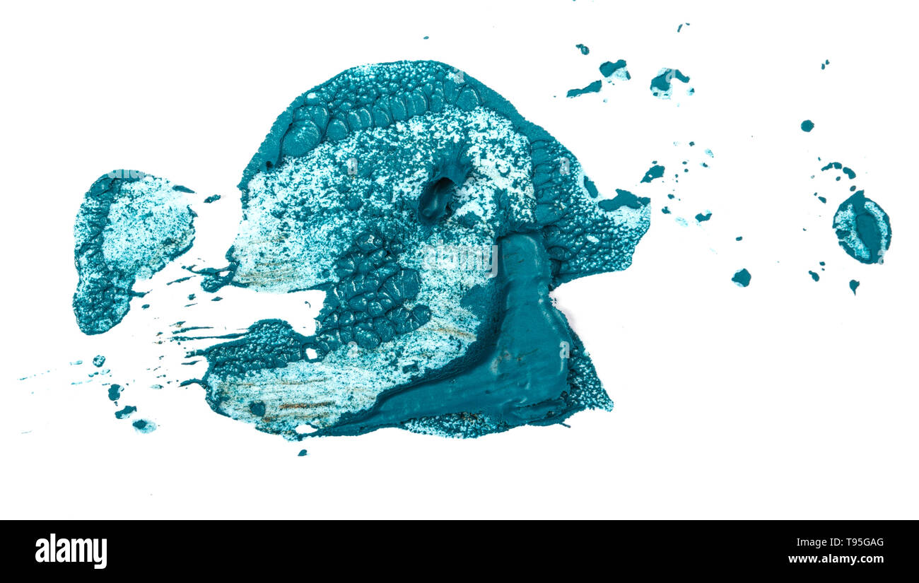 smudge turquoise oil paint on white Stock Photo - Alamy