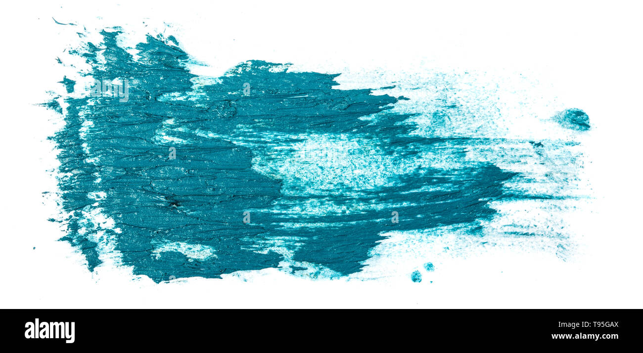 smudge turquoise oil paint on white Stock Photo - Alamy