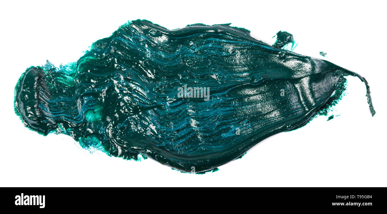 smudge green oil paint on white Stock Photo - Alamy