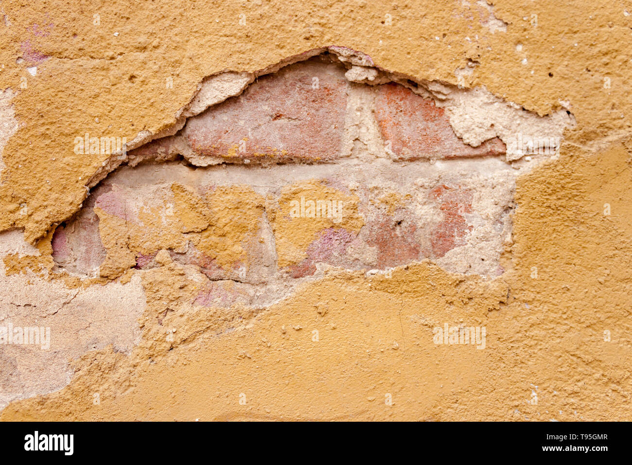 Beautiful background of rough rustic texture the shabby Old ruined wall ...