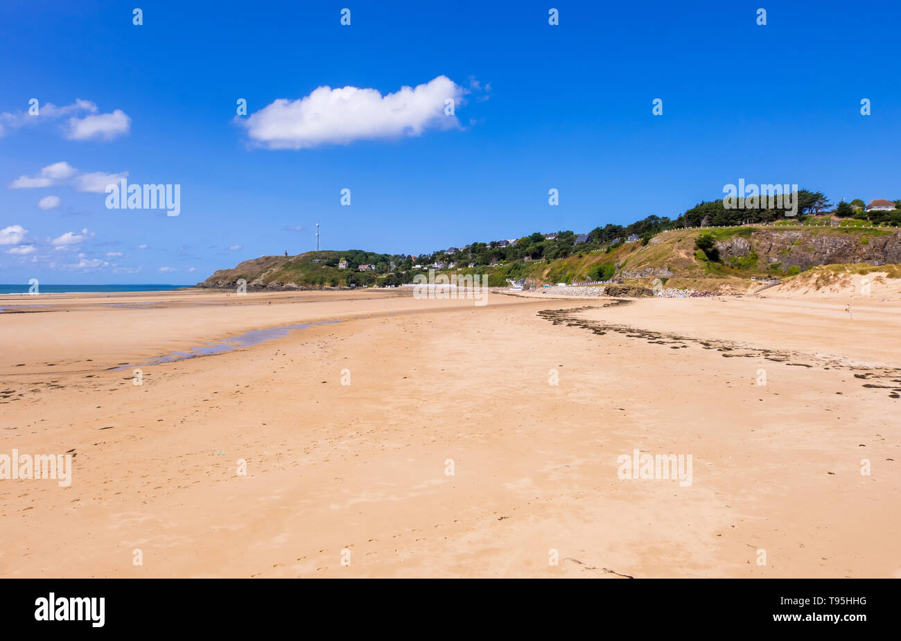 The beach in Barneville-Cartereta is a popular seaside resort ...