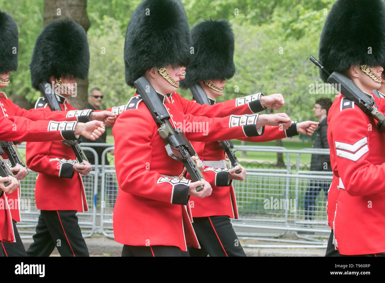 London, UK. 17th May, 2019. Members of Her Majesty's Foot Guards ...