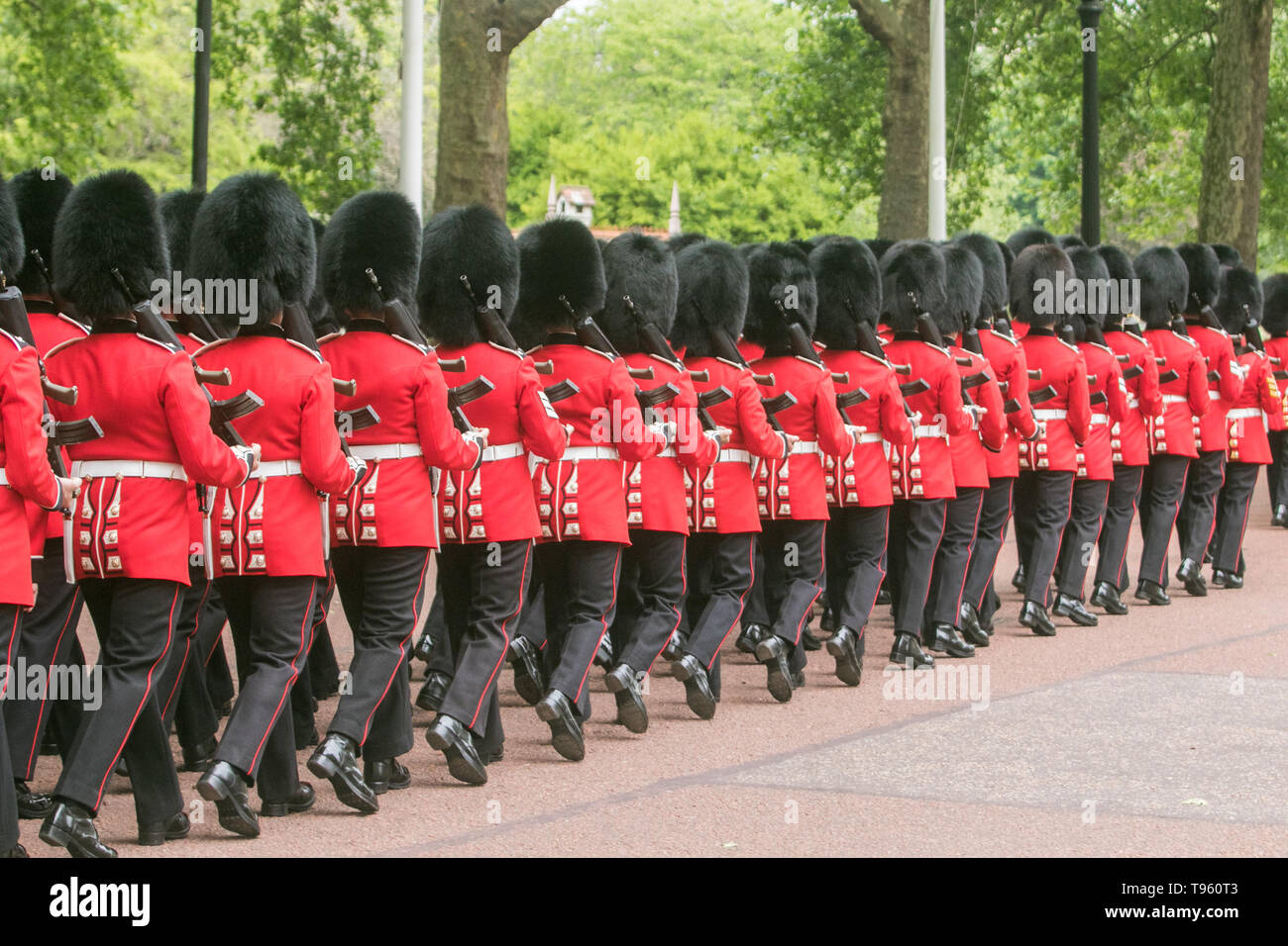 London, UK. 17th May, 2019. Members of Her Majesty's Foot Guards ...