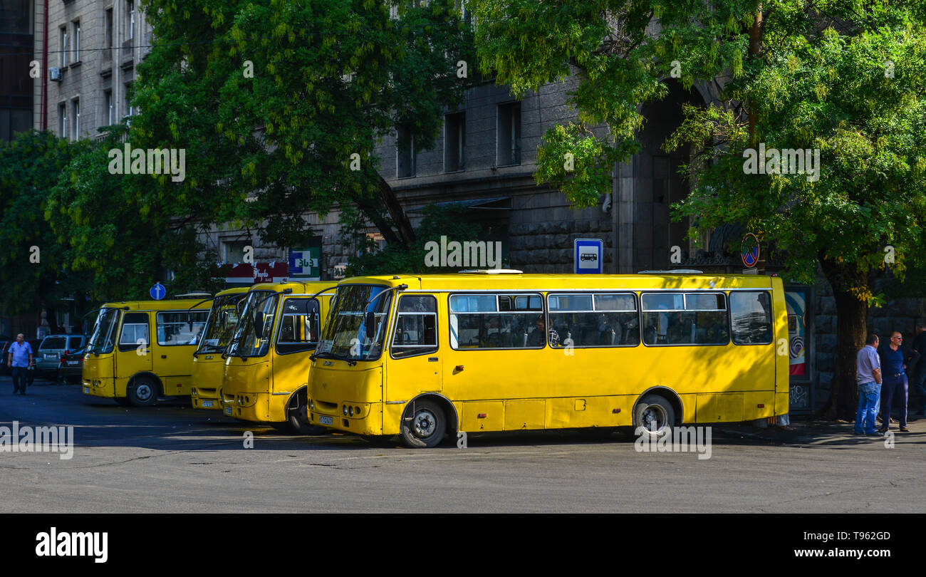 Tbilisi, Georgia - Sep 22, 2018. Local buses at downtown of Tbilisi ...