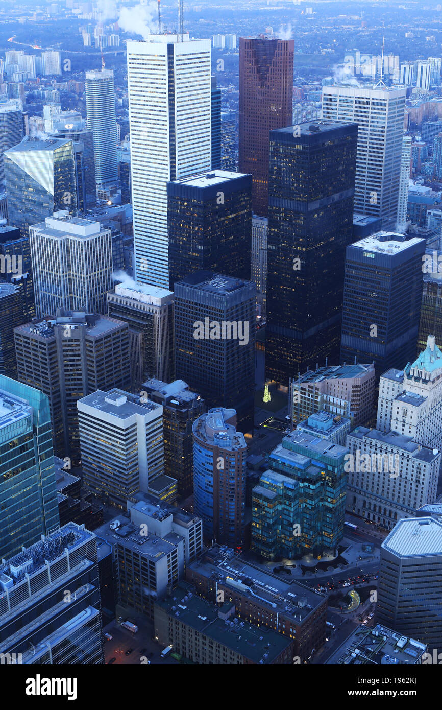 A Vertical aerial of Toronto cityscape at twilight Stock Photo - Alamy