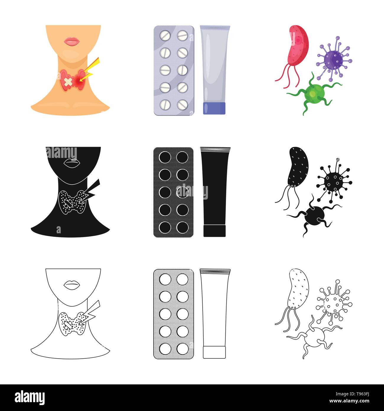 Vector design of medical and pain sign. Collection of medical and ...