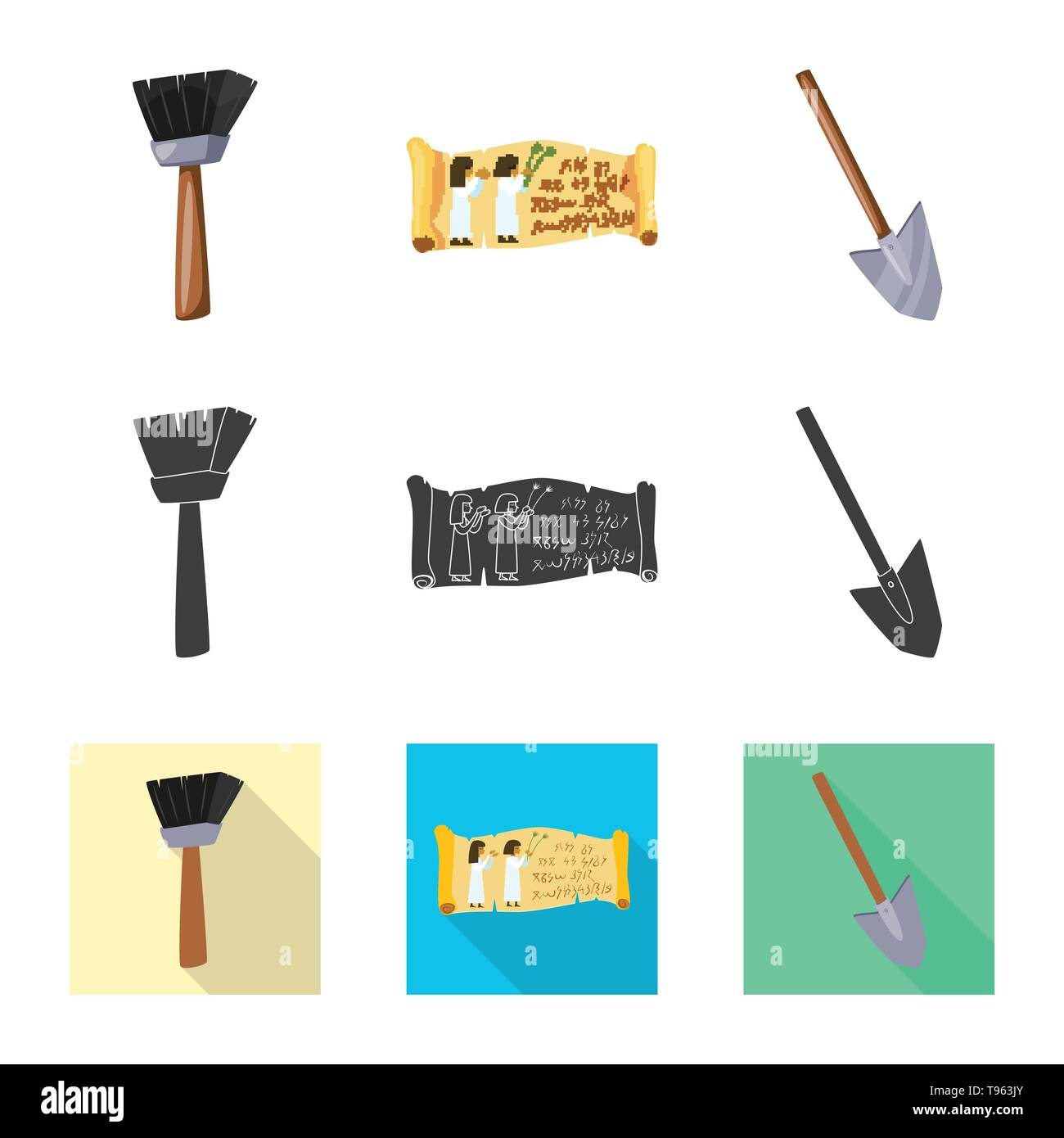 brush,scroll,shovel,tool,papyrus,equipment,book,pick,sweep,roll ...
