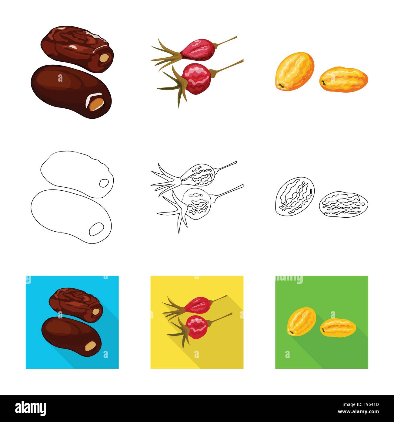 Vector design of food and raw icon. Collection of food and nature ...