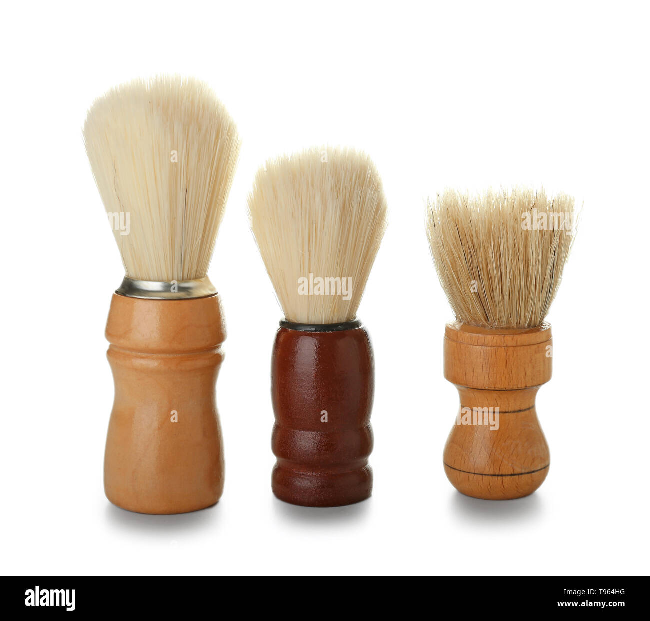 Shaving brushes for men on white background Stock Photo - Alamy