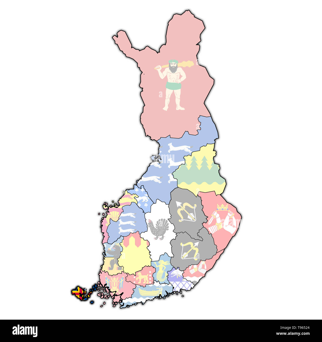 territory of Aaland region on map of administrative divisions of ...
