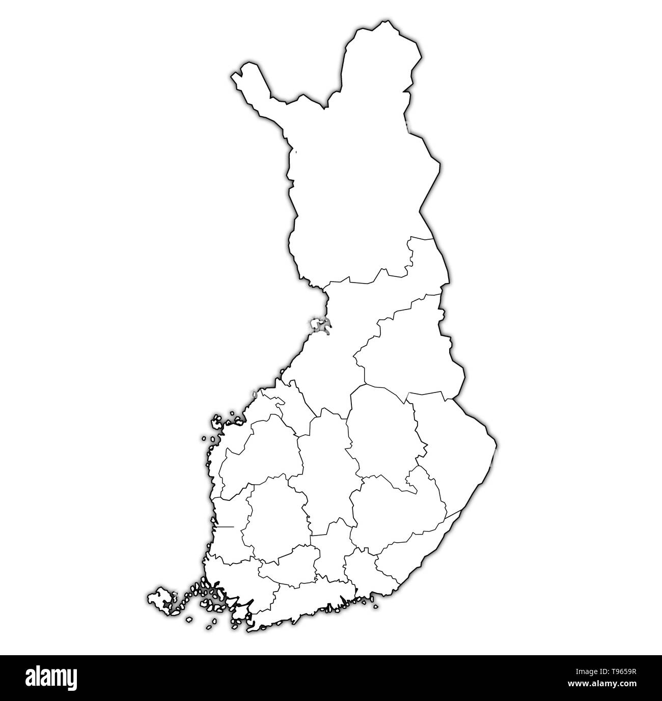 territories of finnish regions on map of administrative divisions of ...