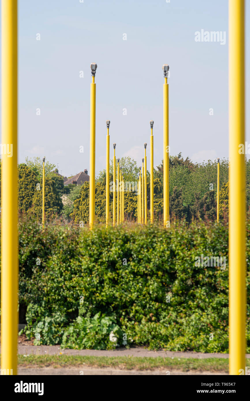 Approach lights at London Southend Airport, Essex, UK. Approach ...