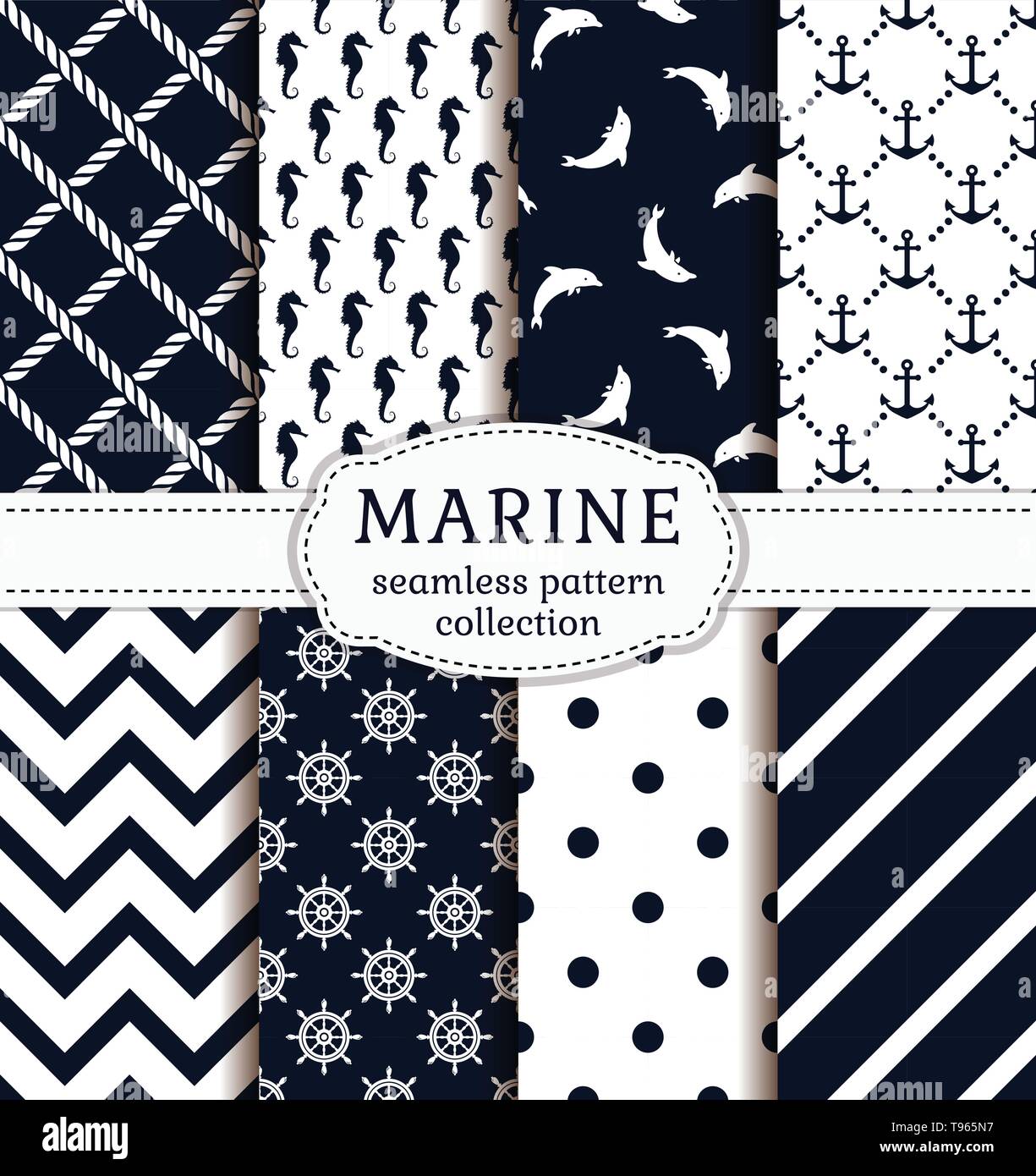 Sea and nautical backgrounds in white and dark blue colors. Sea theme ...