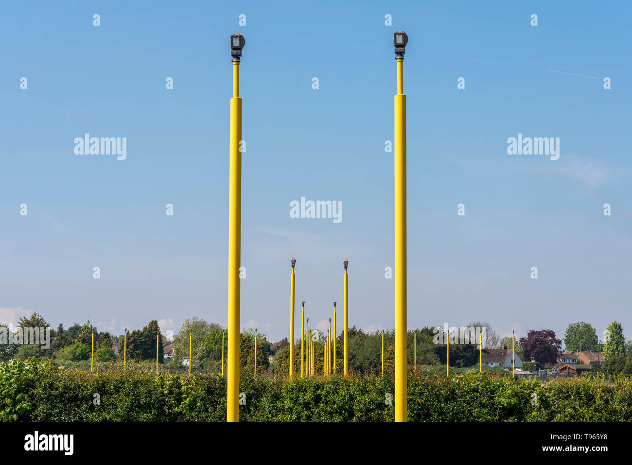 Approach lights at London Southend Airport, Essex, UK. Approach ...
