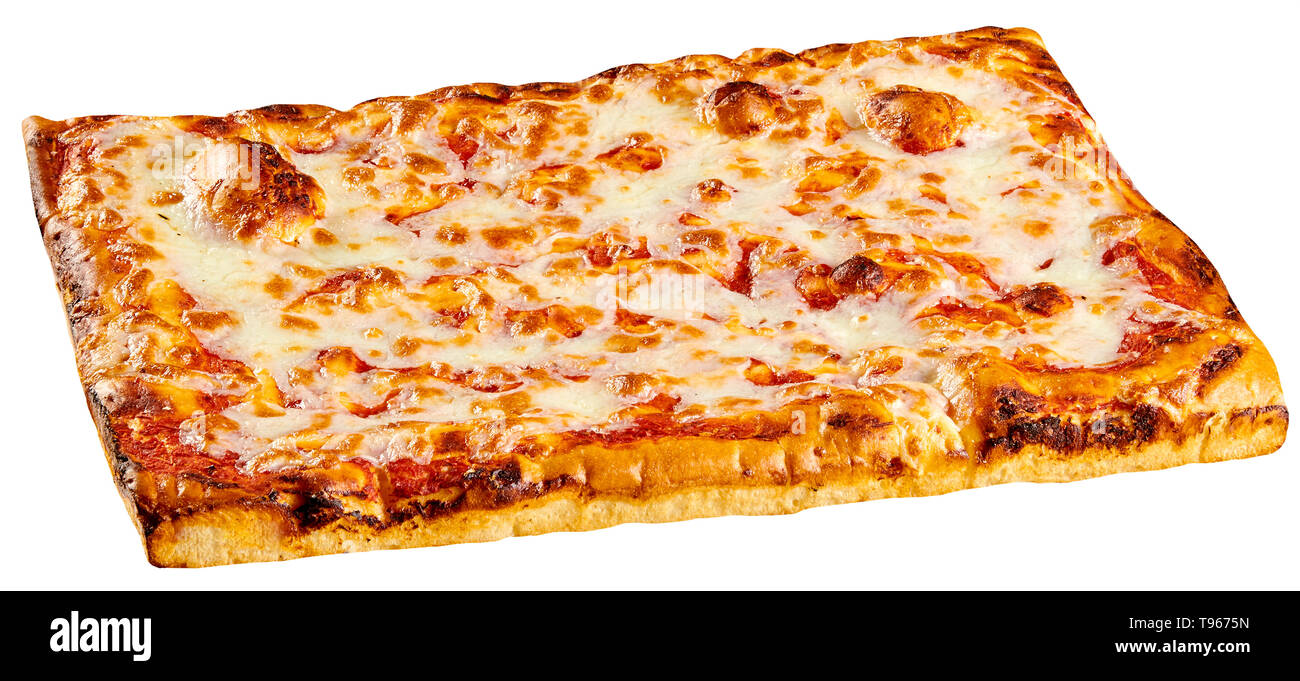 Classic rectangular bakery Margherita pizza topped with tomato and ...