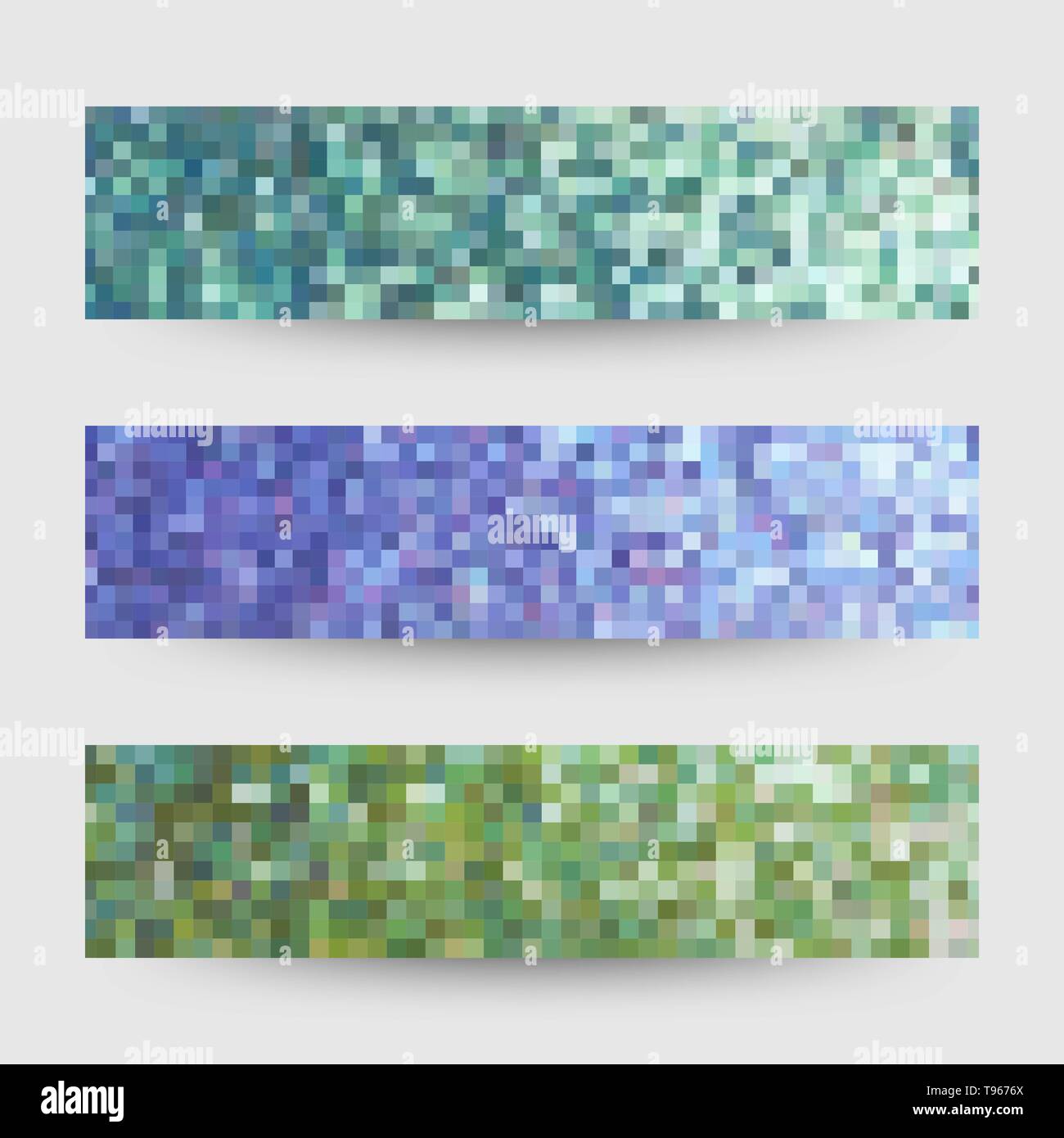 Pixel pattern set. blue and green shades Vector pixel art backgrounds ...