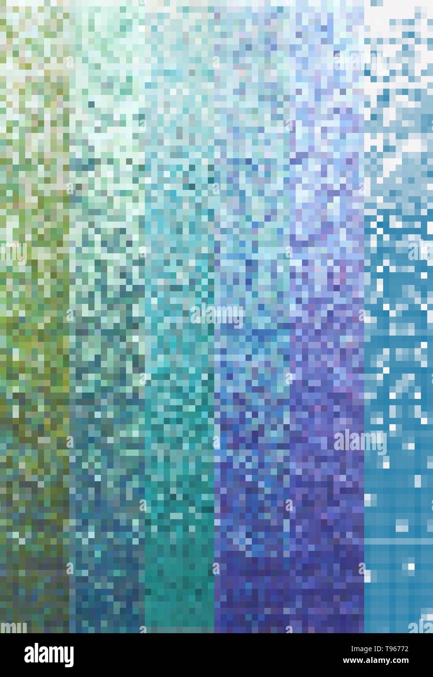 Pixel pattern set. blue and green shades Vector pixel art backgrounds ...