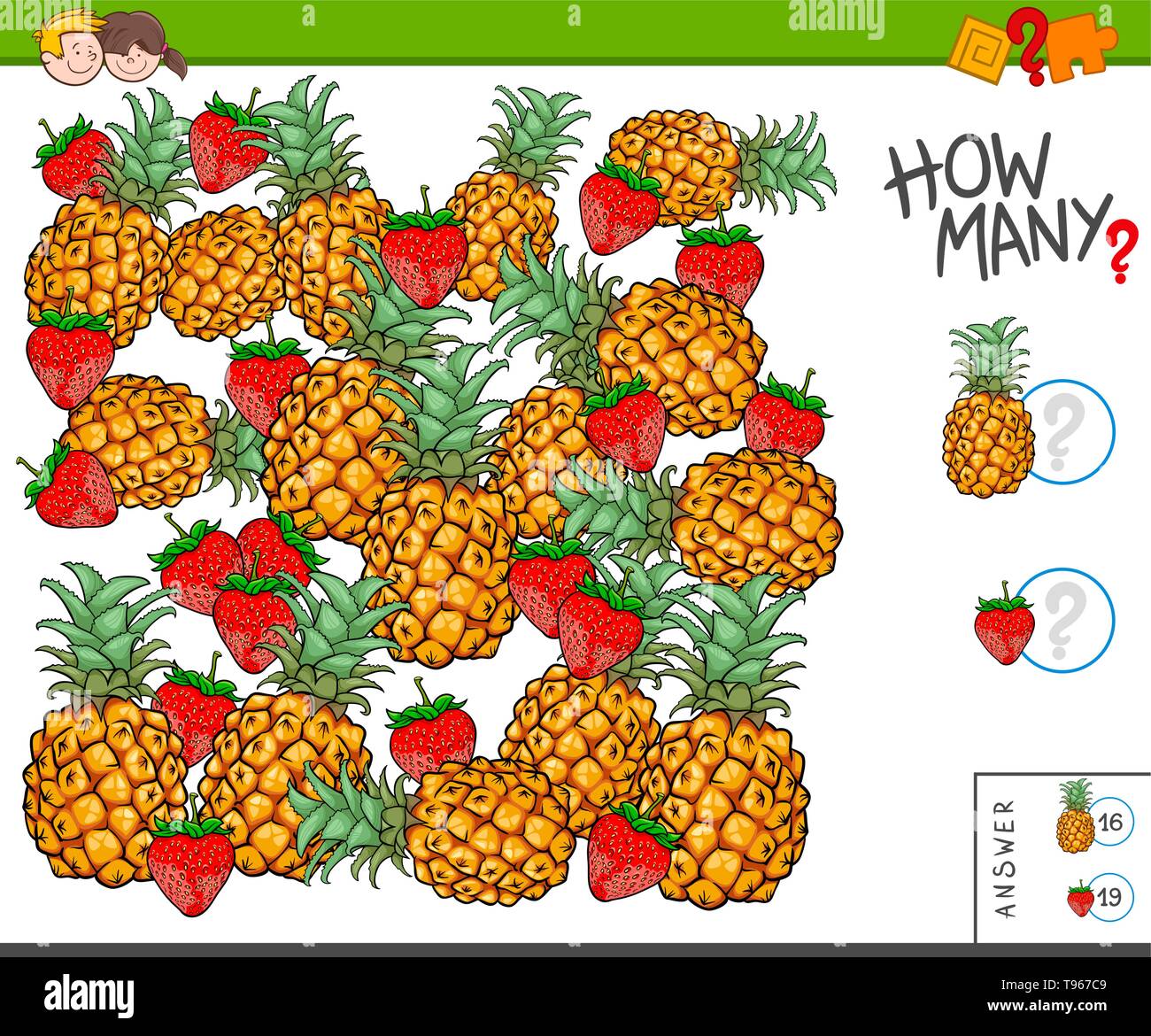 Illustration of Educational Counting Task for Children with Pineapples ...