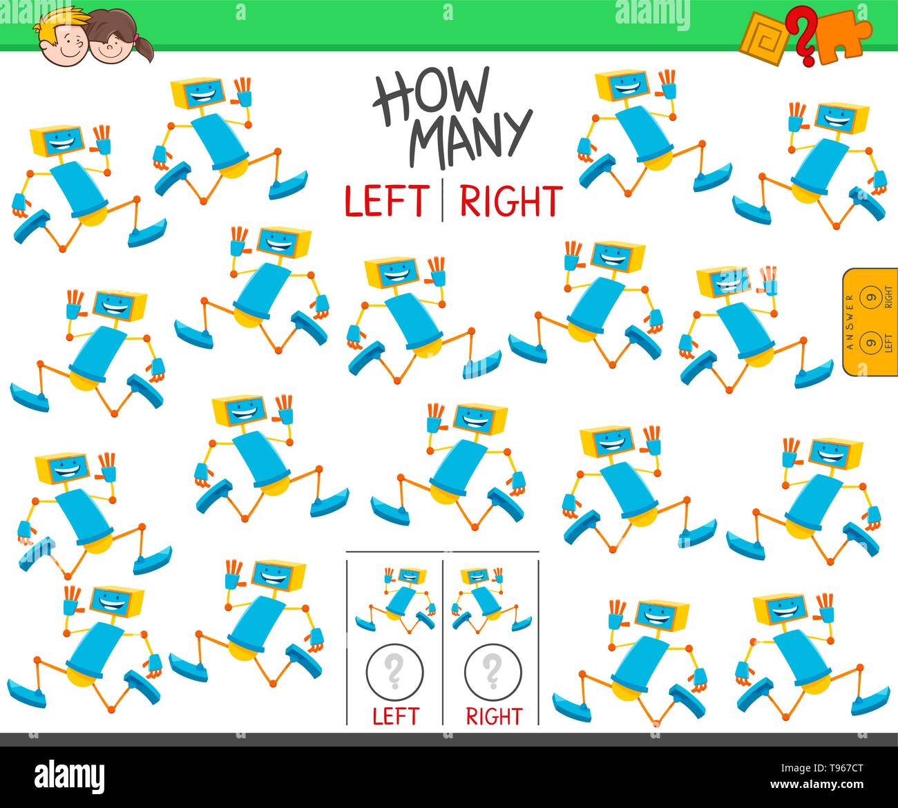 Cartoon Illustration of Educational Game of Counting Left and Right ...