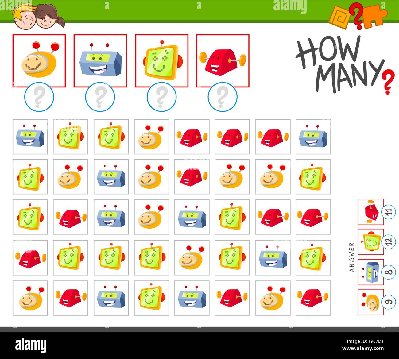 Illustration of Educational Counting Task for Children with Funny ...