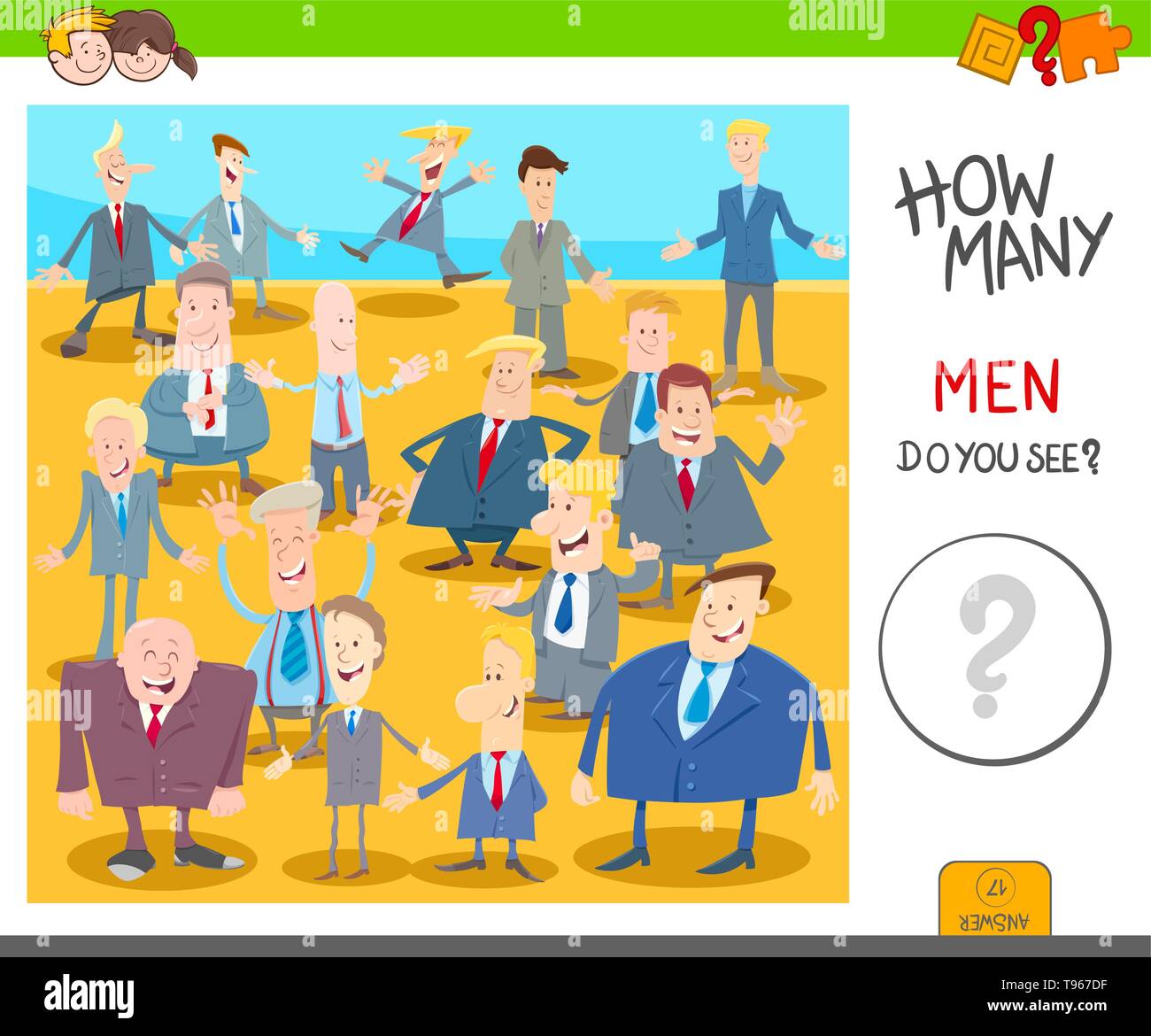 Cartoon Illustration of Educational Counting Activity Game for Children ...