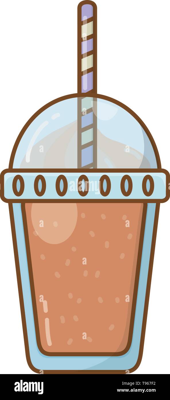 Frozen drink cup with straw refreshing beverage plastic isolated vector ...