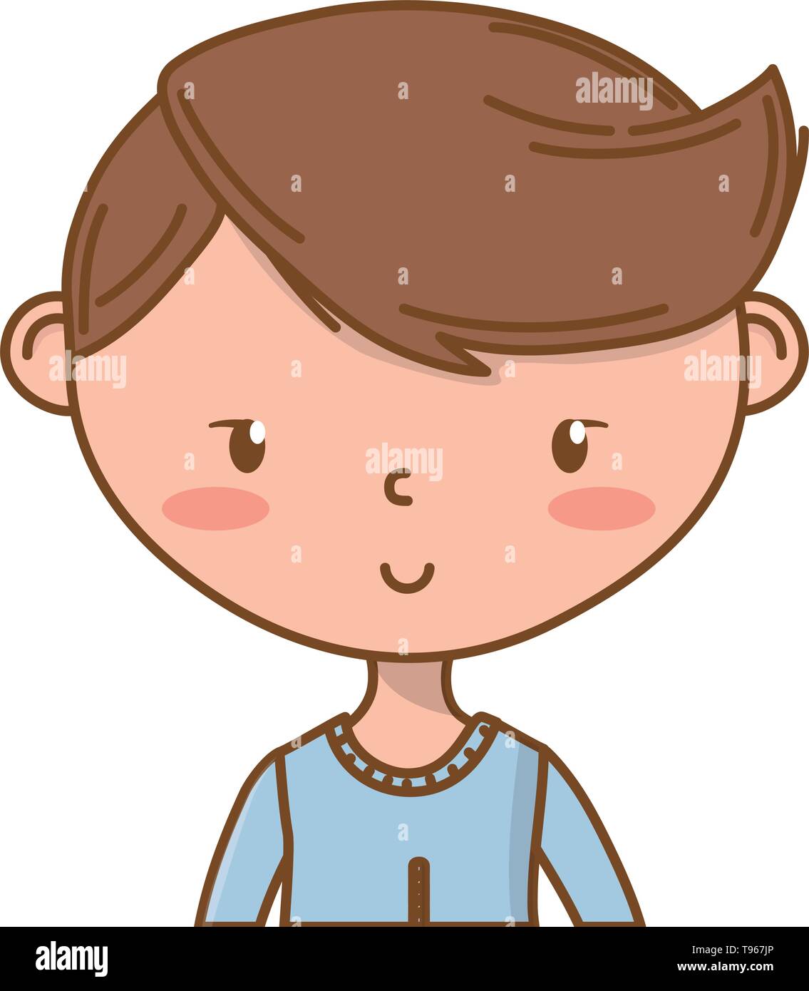Stylish boy blushing cartoon outfit sweater smile portrait isolated ...