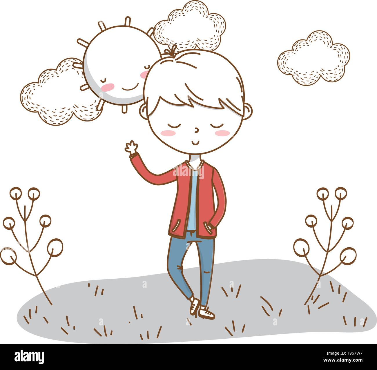 Blushing boy illustration Stock Vector Images - Alamy