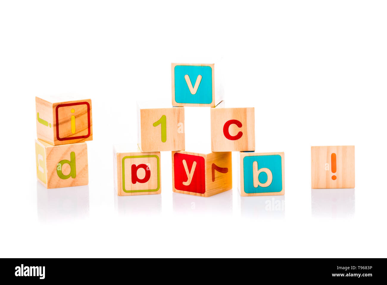 Toy cubes. Baby collection. ABC letters made from baby toys Stock Photo ...