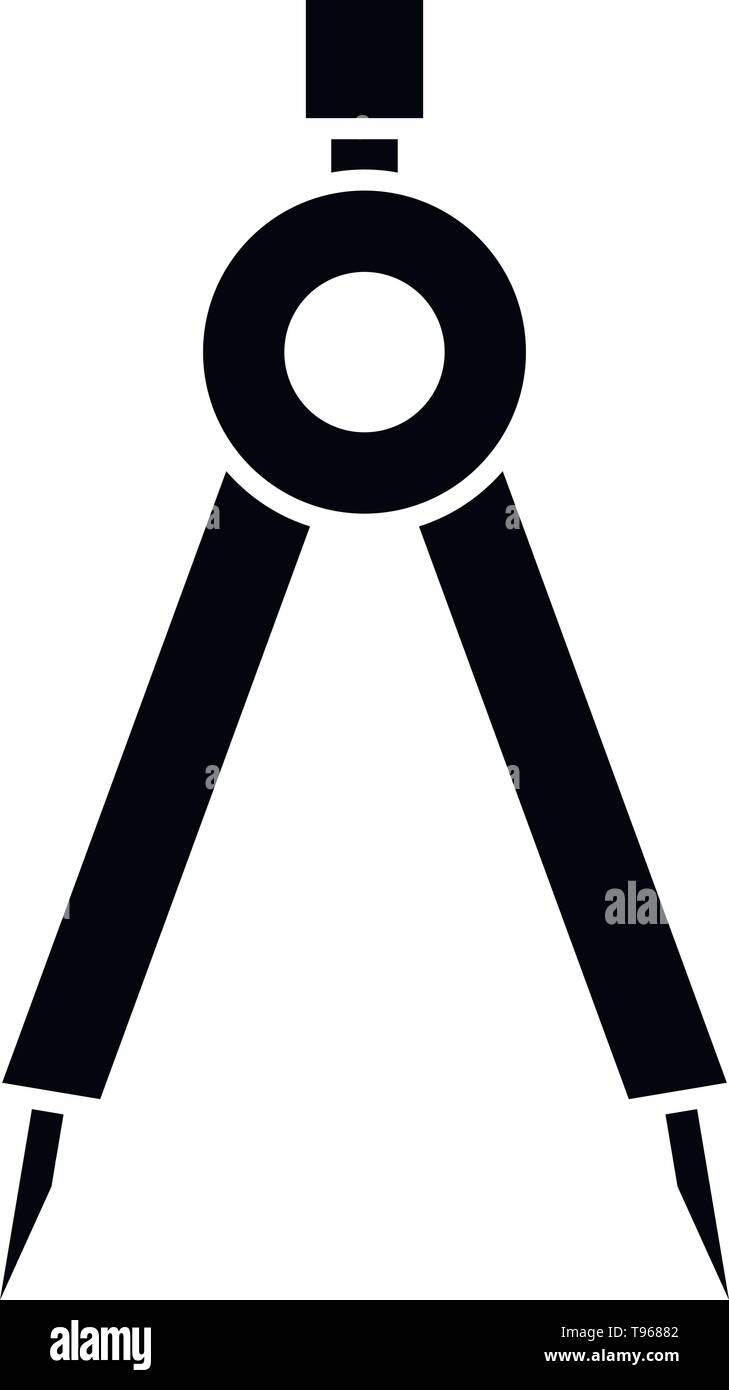 This vector image shows a compass tool icon in glyph style. It is ...