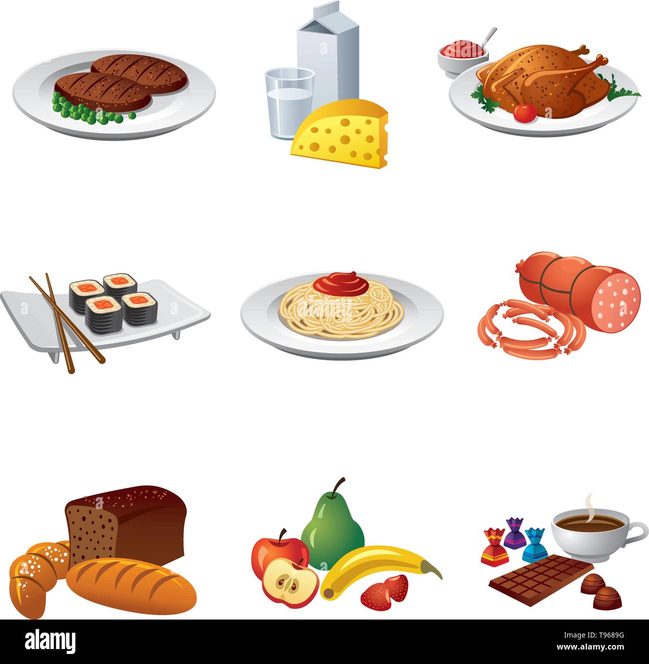 food and meal icon set Stock Vector Image & Art - Alamy