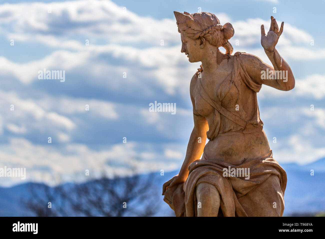 The 17th century statue of Hamadryad is seen against a backdrop of the ...