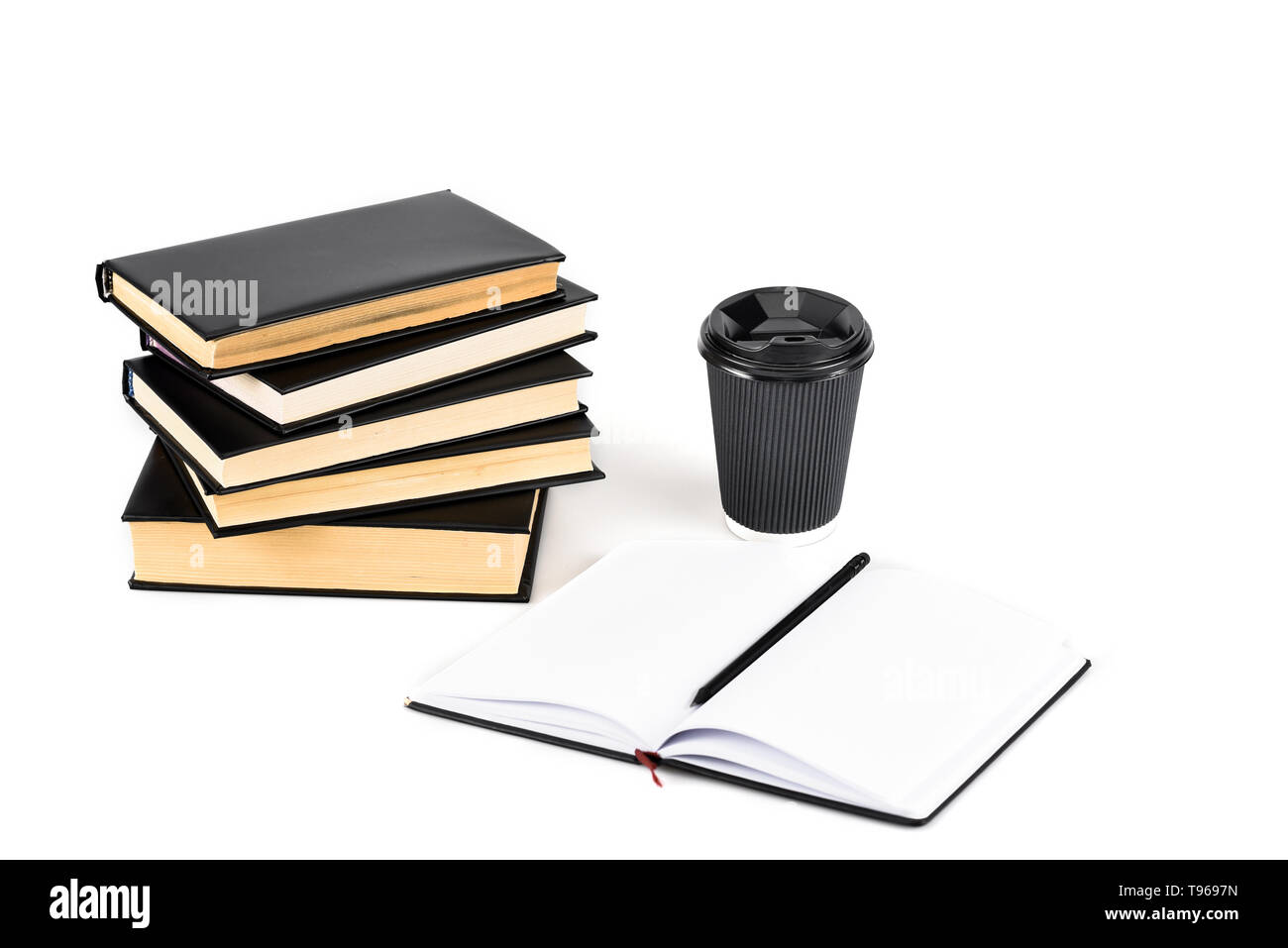 Books notebook pencil on Cut Out Stock Images & Pictures - Alamy