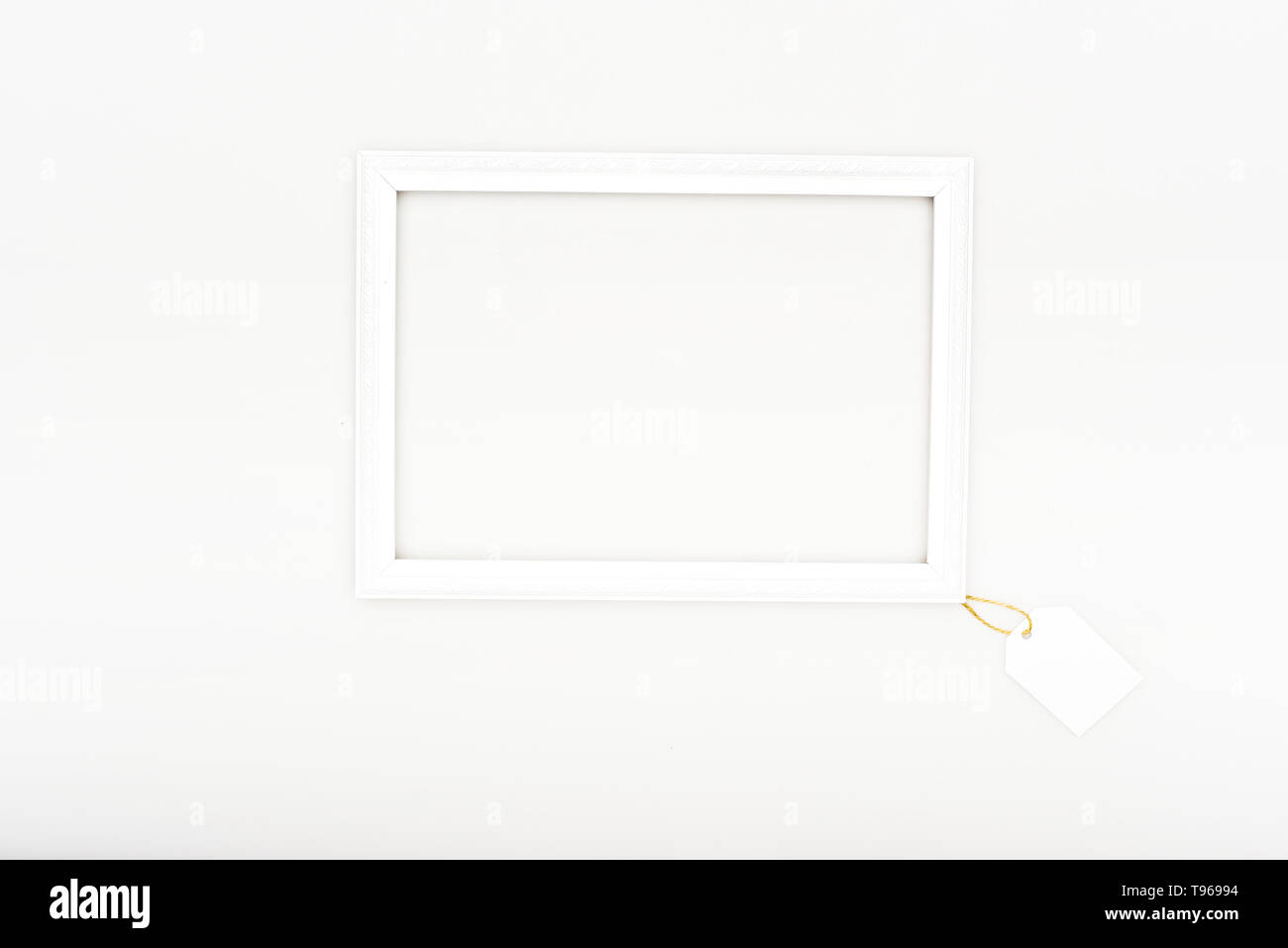 Top view of frame and price tag isolated on white Stock Photo - Alamy