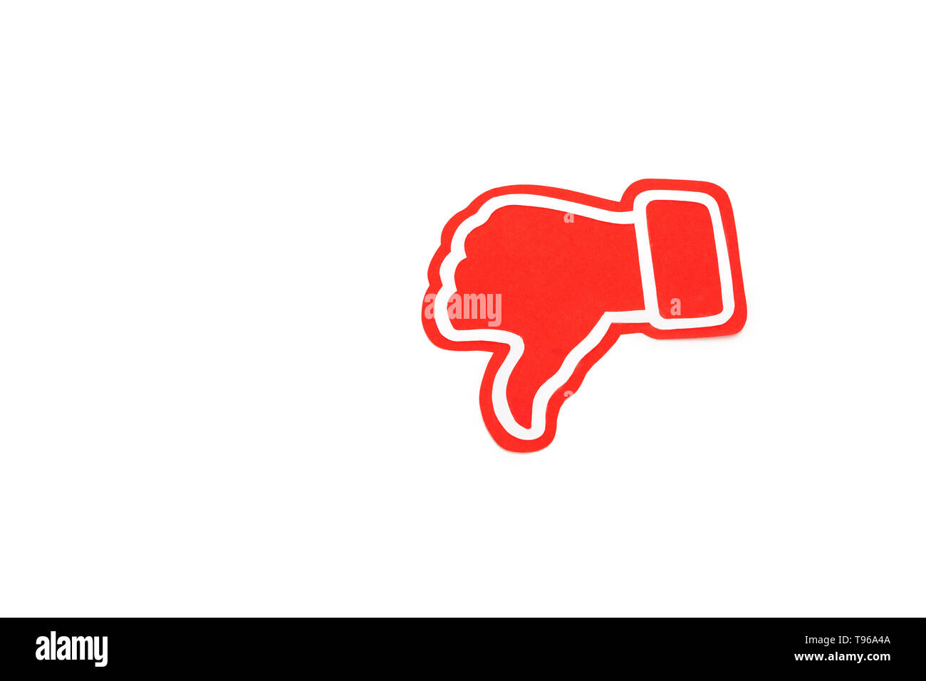 red thumb down sign isolated on white with copy space Stock Photo - Alamy