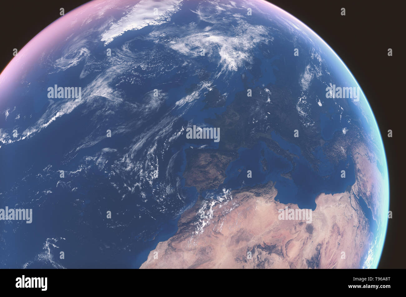 Earth animation with clouds weather sunsrise and sunset Stock Photo - Alamy